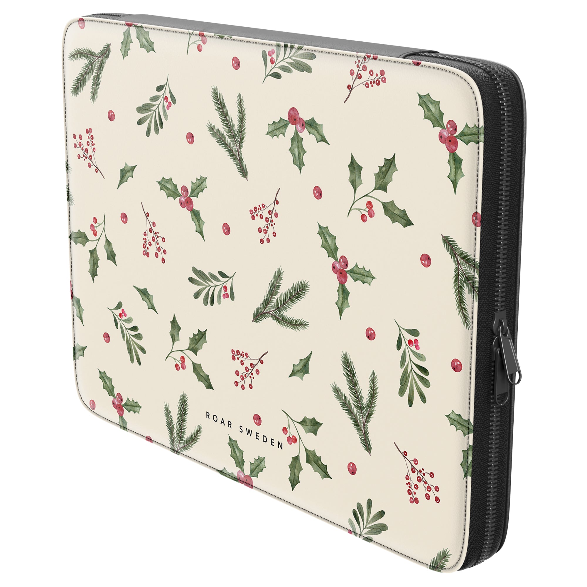 Holly Leaves laptop sleeve – mönstrat fodral | Roar Sweden
